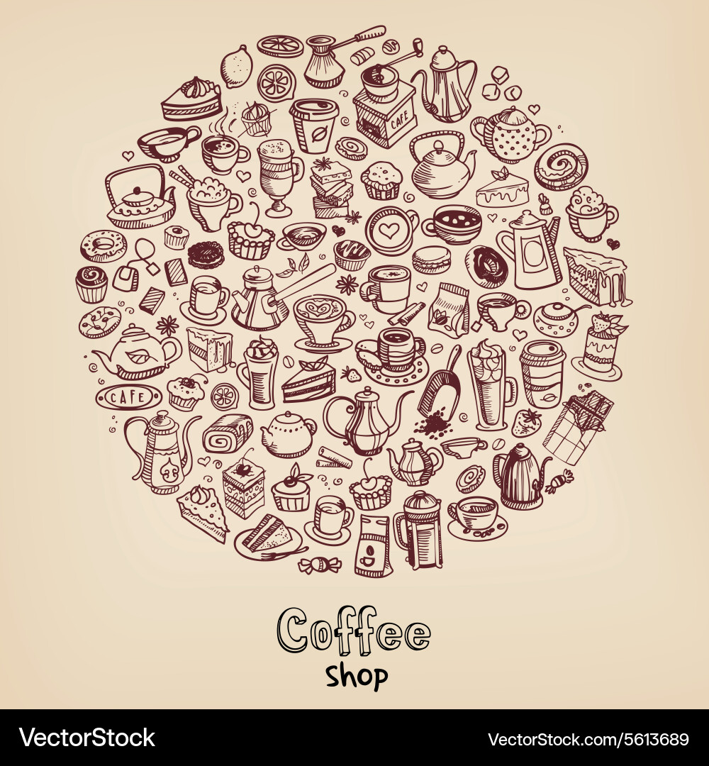 Hand drawn coffee background Royalty Free Vector Image