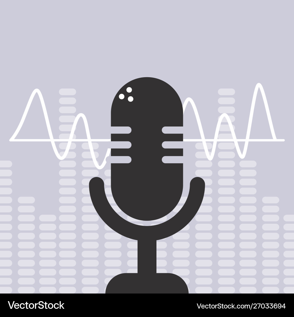 Banner with old microphone device Royalty Free Vector Image