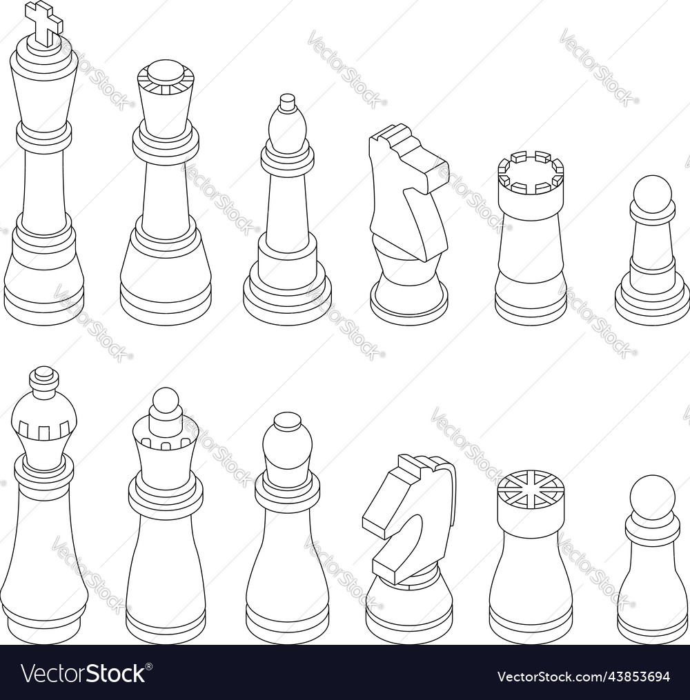 Chess icons set outline Royalty Free Vector Image