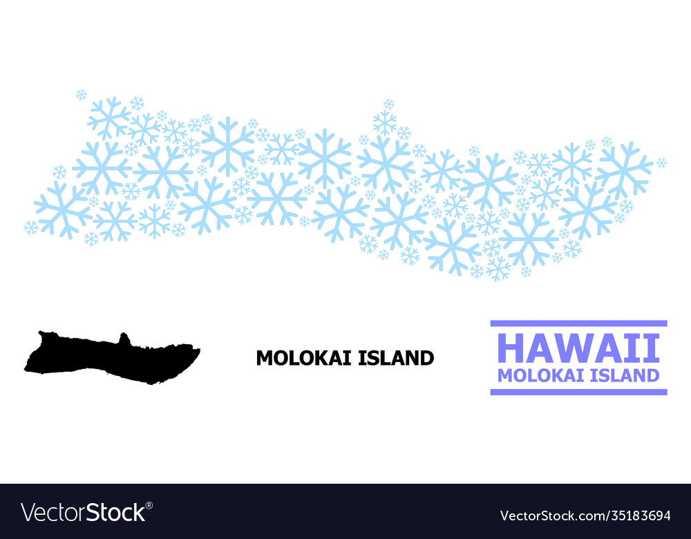 Christmas mosaic map molokai island Royalty Free Vector Christmas mosaic map molokai island Royalty Free Vector