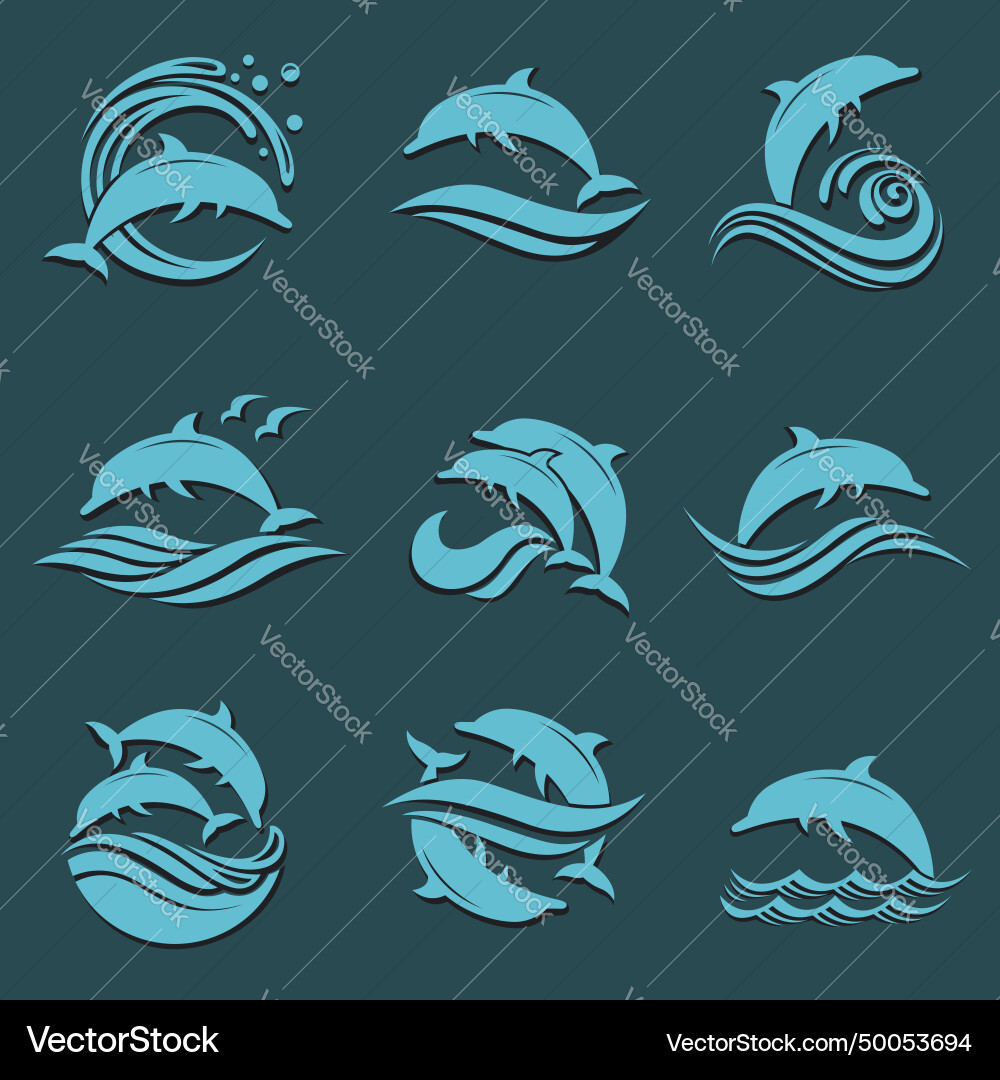 Dolphin emblem set Royalty Free Vector Image - VectorStock