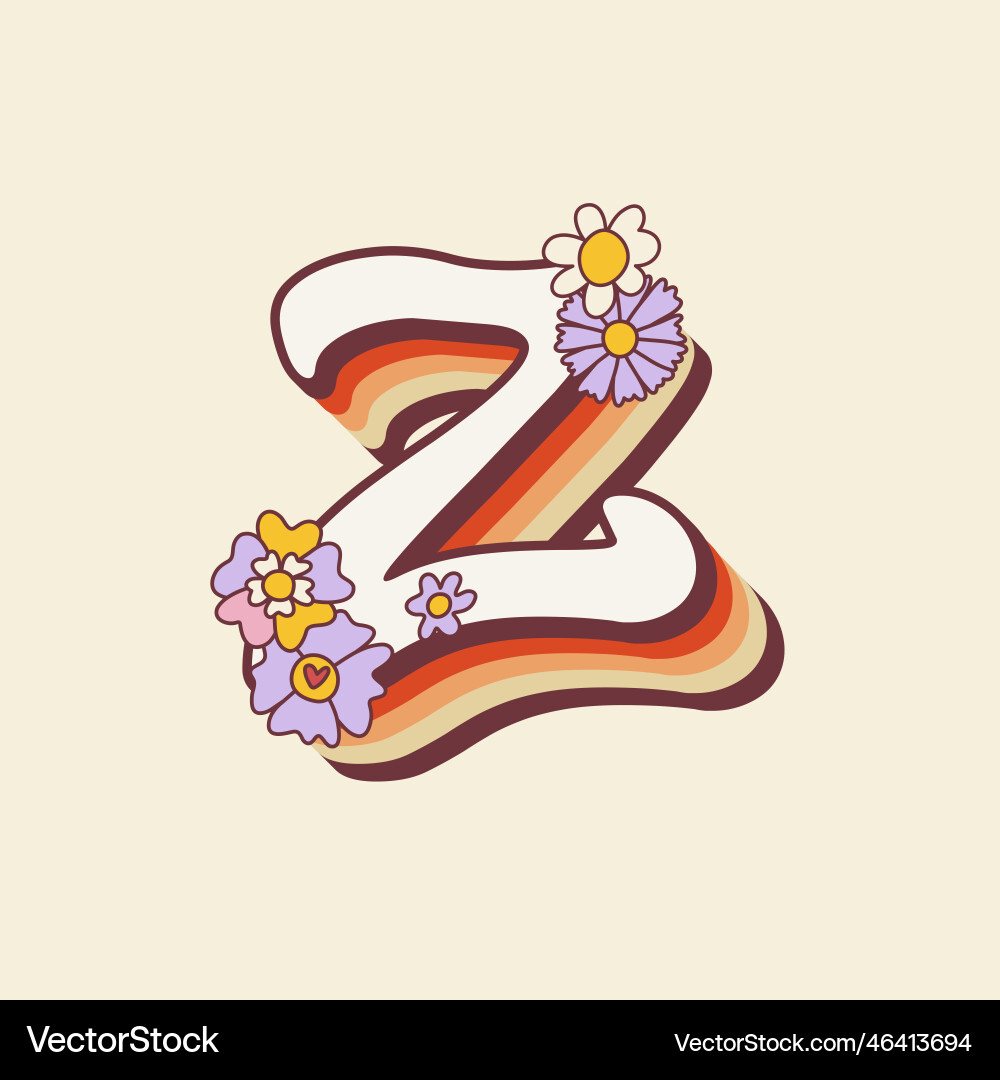 Groovy retro hippie stylized initial letter z Vector Image