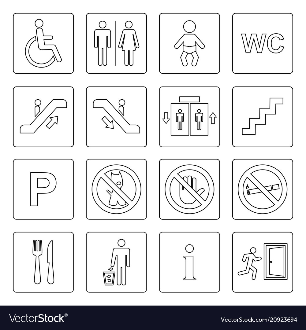 Public icon basic set outline Royalty Free Vector Image