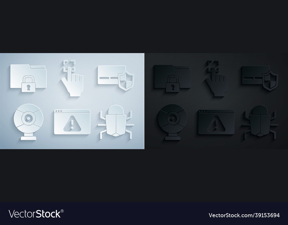 Set Browser With Exclamation Mark Credit Card Vector Image