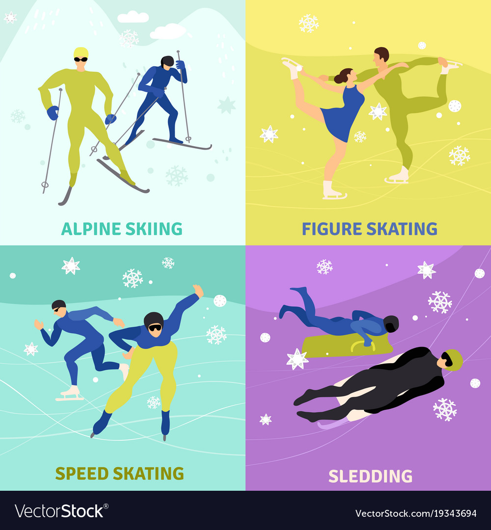 Winter sports 2x2 design concept Royalty Free Vector Image