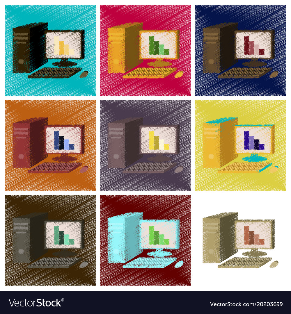 Assembly flat shading style icon office computer Vector Image