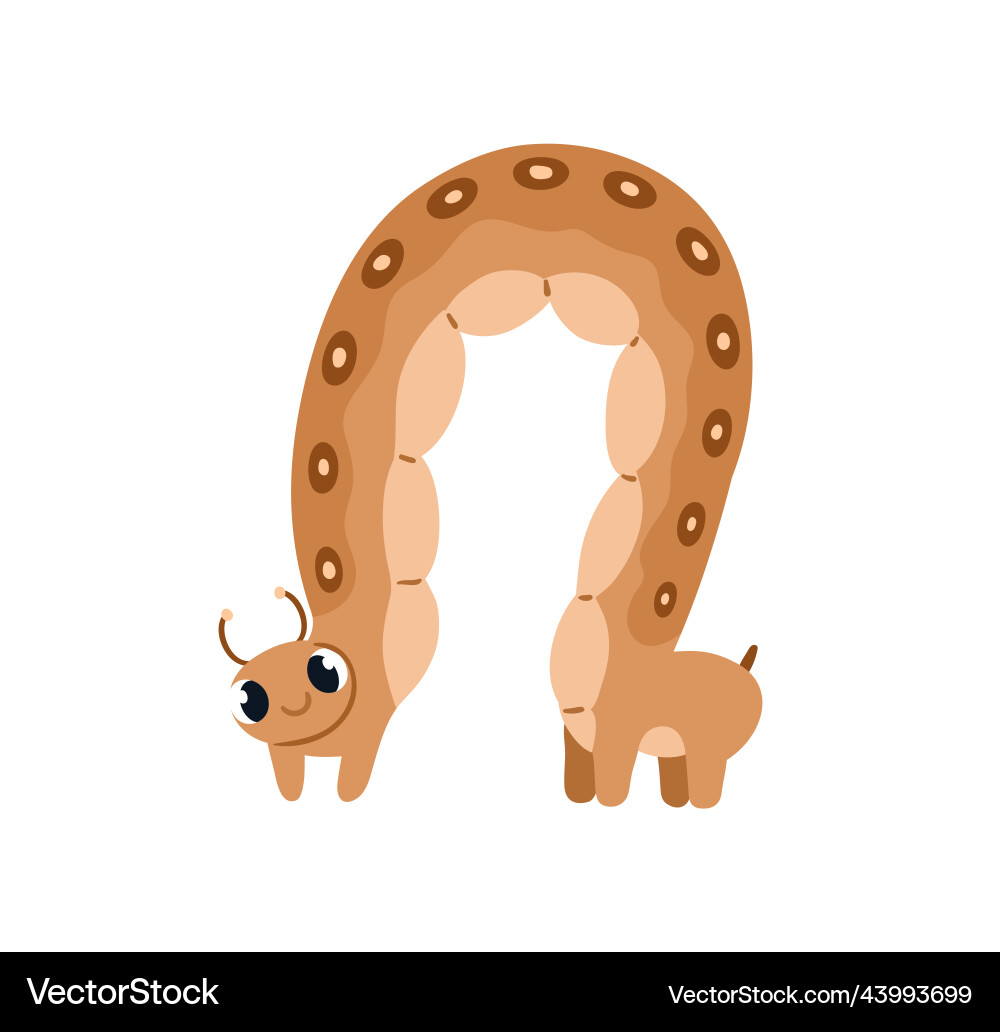 Cute happy caterpillar funny smiling bending Vector Image
