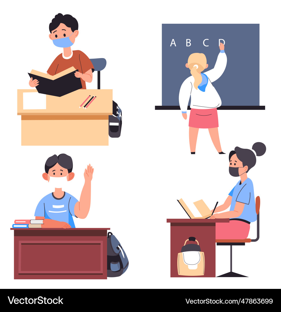 Lessons and education process during coronavirus Vector Image
