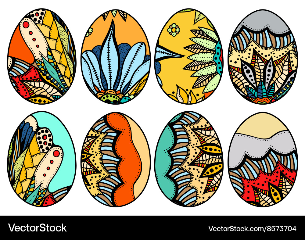 Hand drawn easter eggs Royalty Free Vector Image