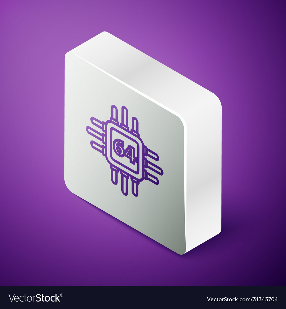 Isometric line computer processor Royalty Free Vector Image