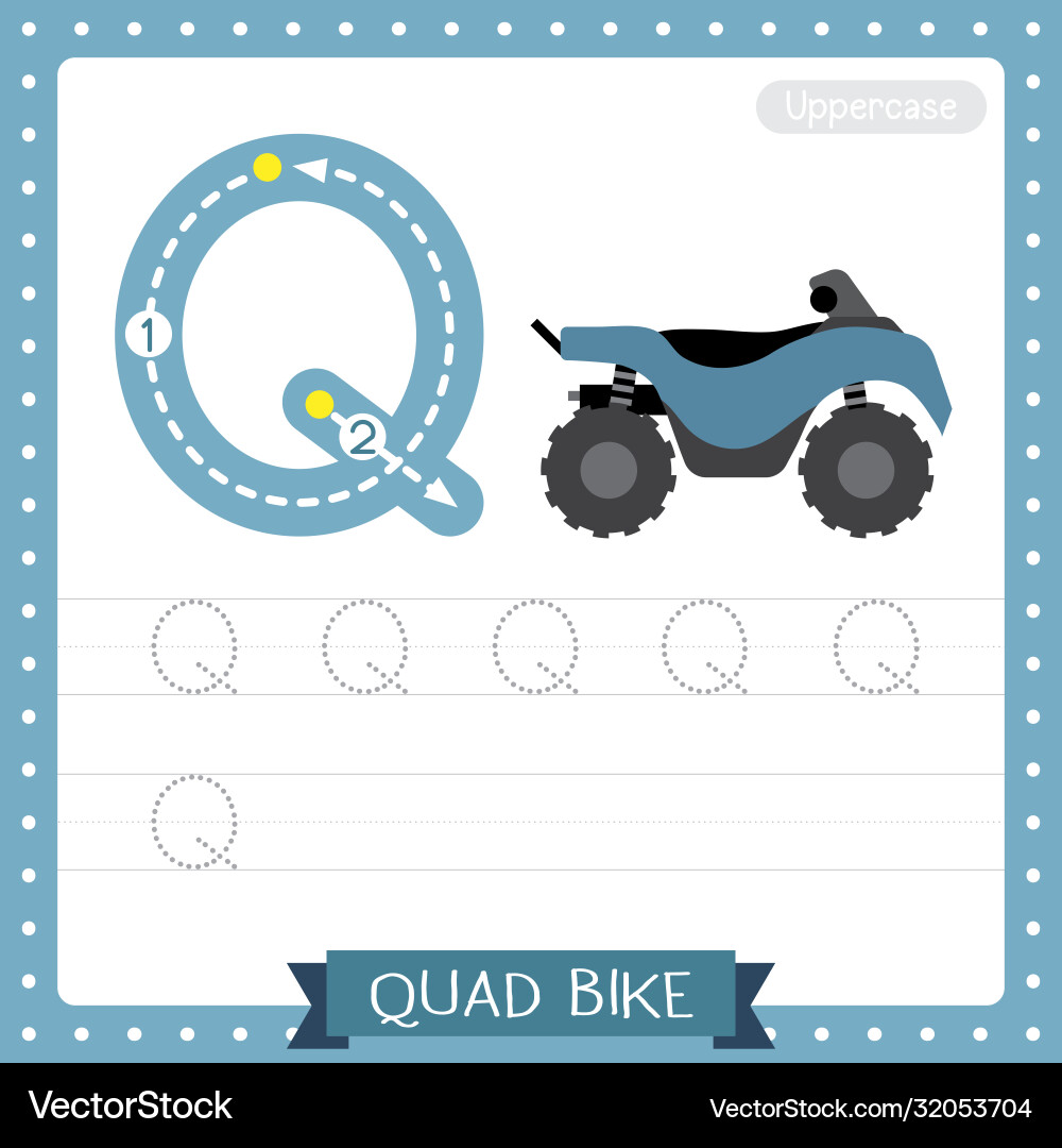 Letter q uppercase tracing practice worksheet Vector Image