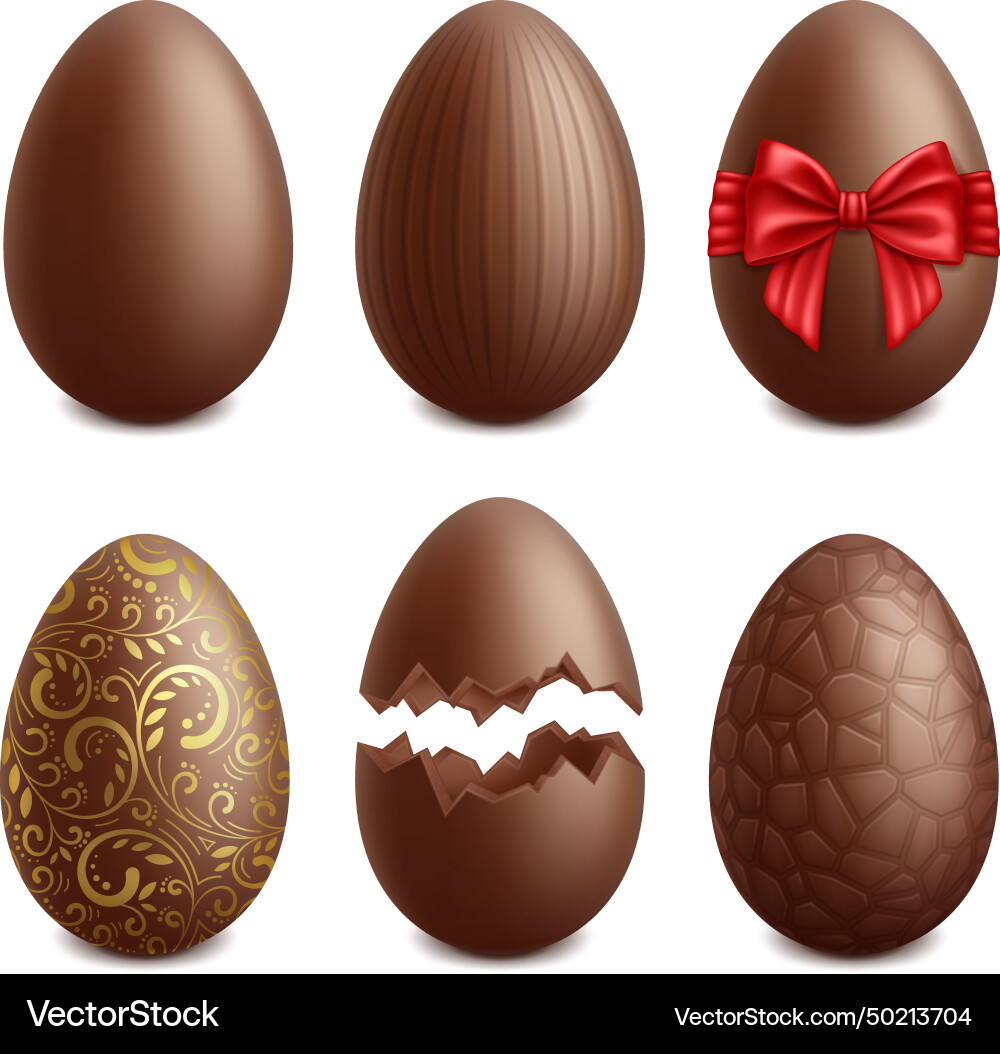 Realistic chocolate eggs easter holiday sweet Vector Image