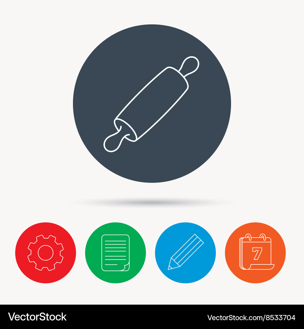 Rolling pin icon kitchen baker roller sign Vector Image
