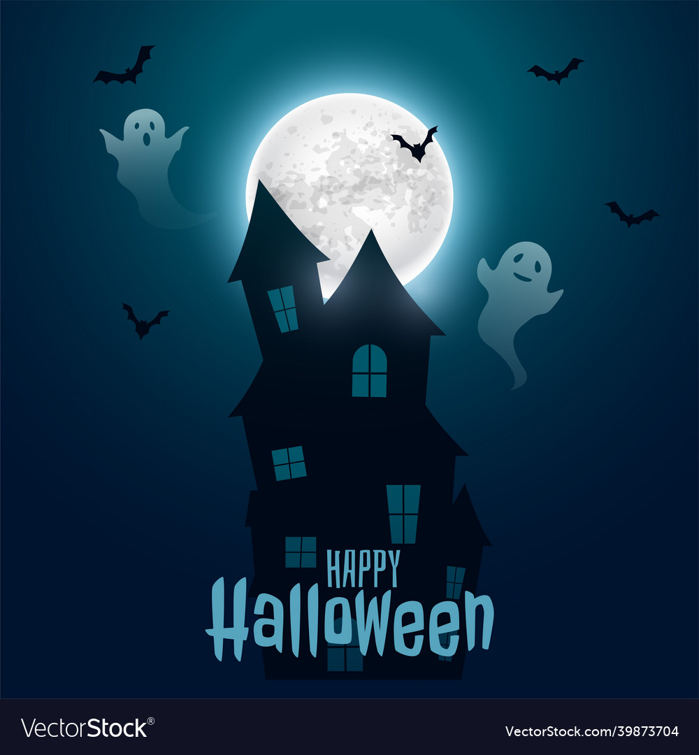 Scary night halloween scene background Royalty Free Vector
