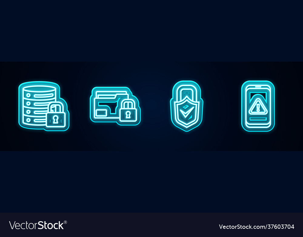 Set Line Server Security With Lock Folder Vector Image
