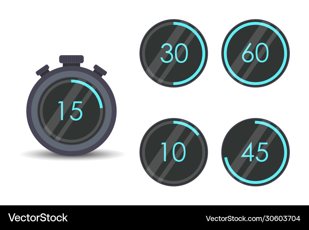Stopwatch set timer Royalty Free Vector Image - VectorStock