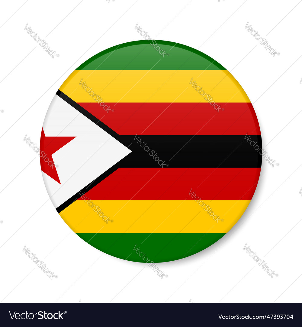 Zimbabwe Circle Button Icon Zimbabwean Round Vector Image