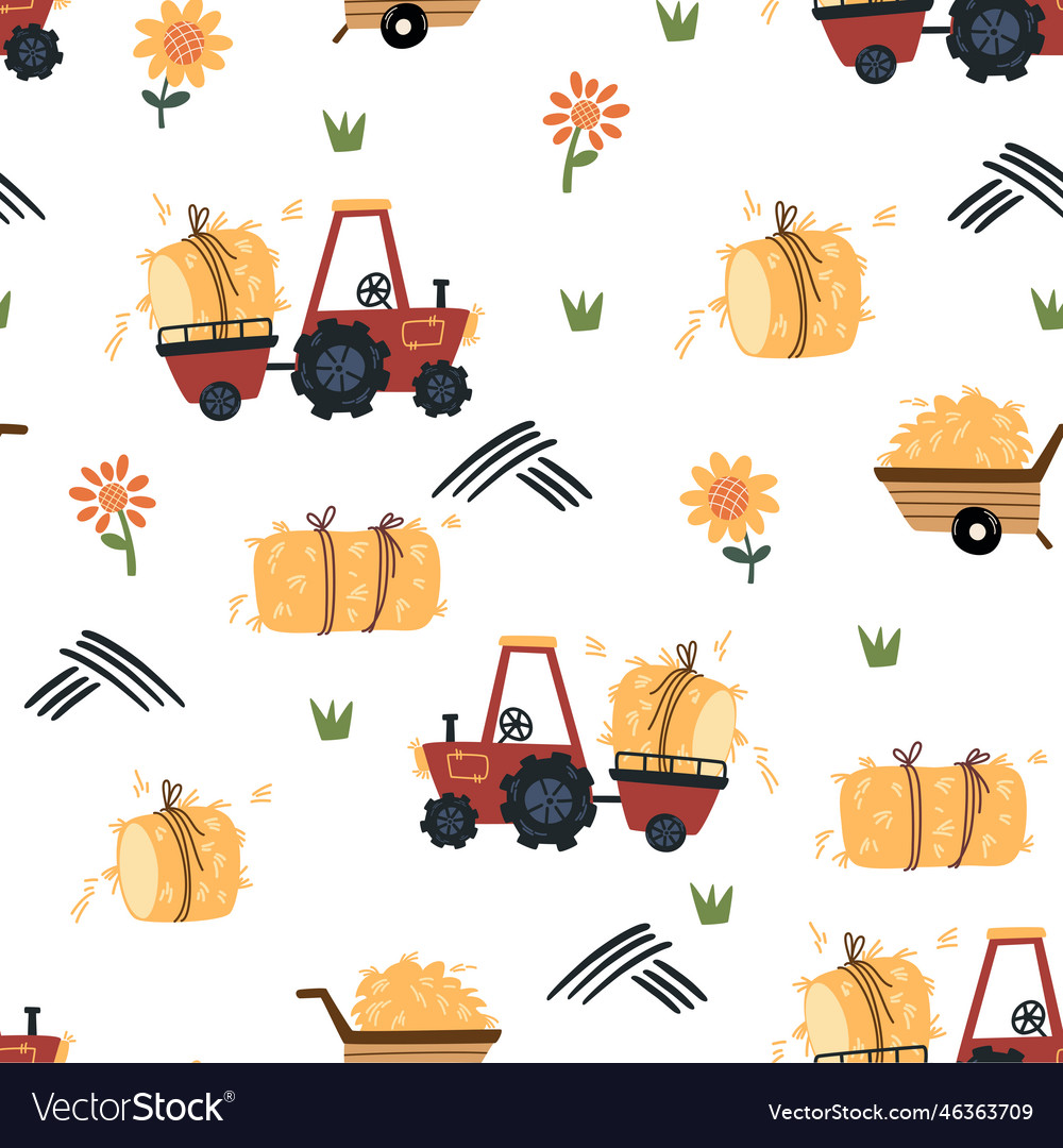 0176 tractor pattern Royalty Free Vector Image