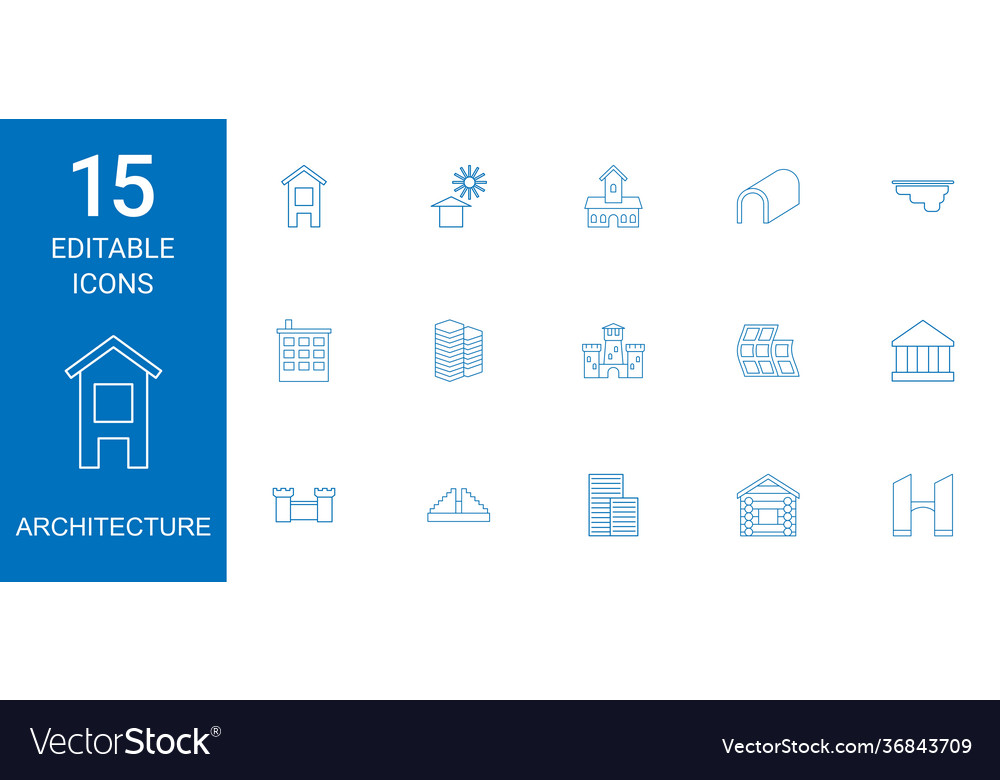 15 architecture icons Royalty Free Vector Image