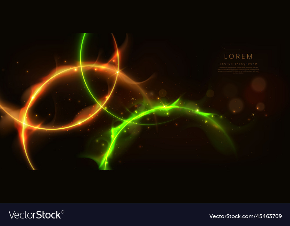 Abstract glowing circle gold and green lines Vector Image
