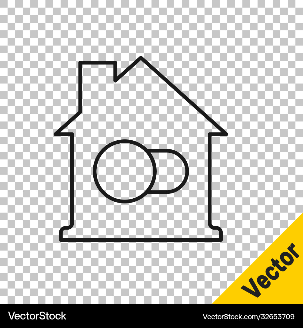 Black line smart home icon isolated on transparent
