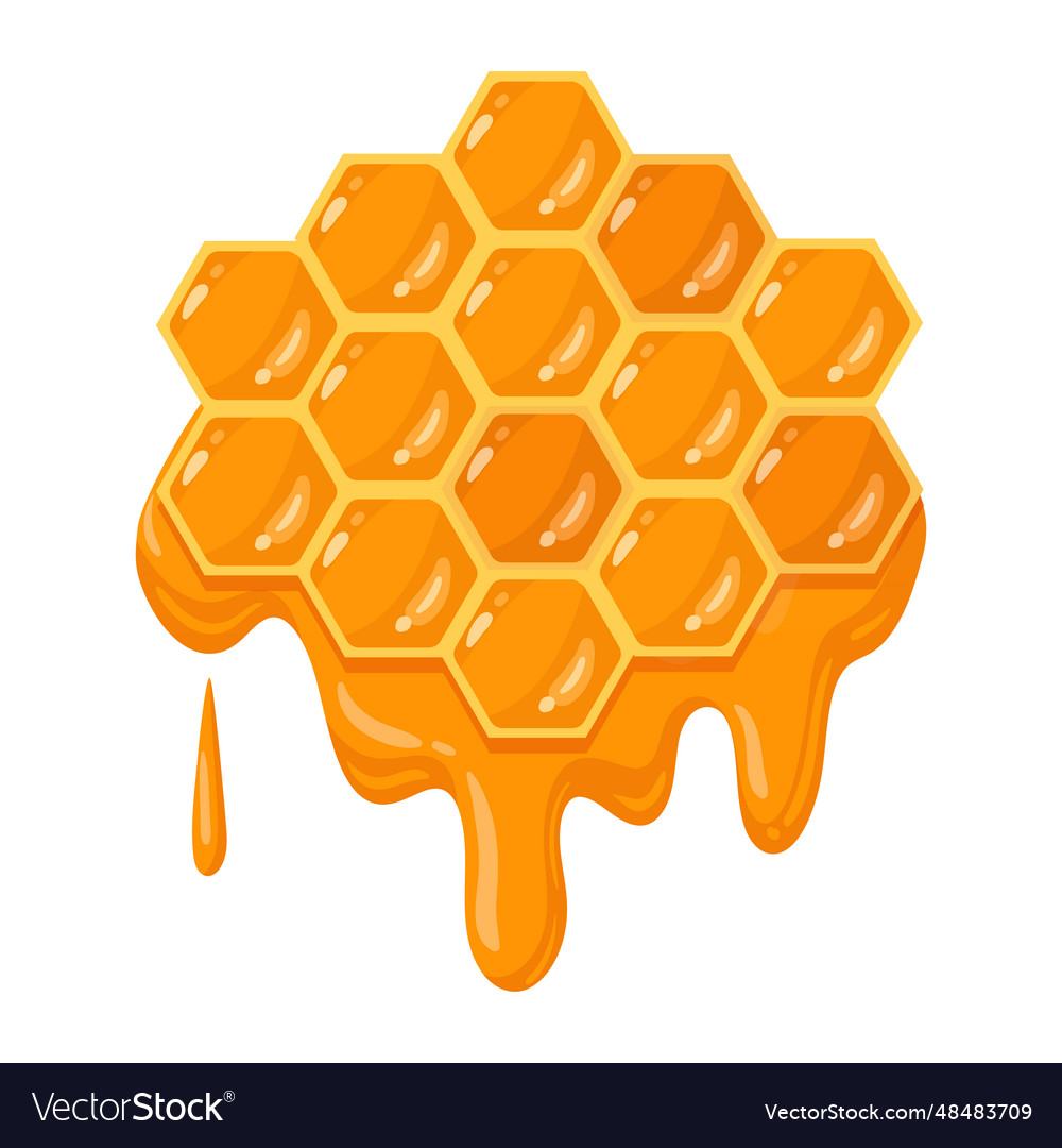 Cartoon honeycomb with sweet melting Royalty Free Vector Cartoon honeycomb with sweet melting Royalty Free Vector