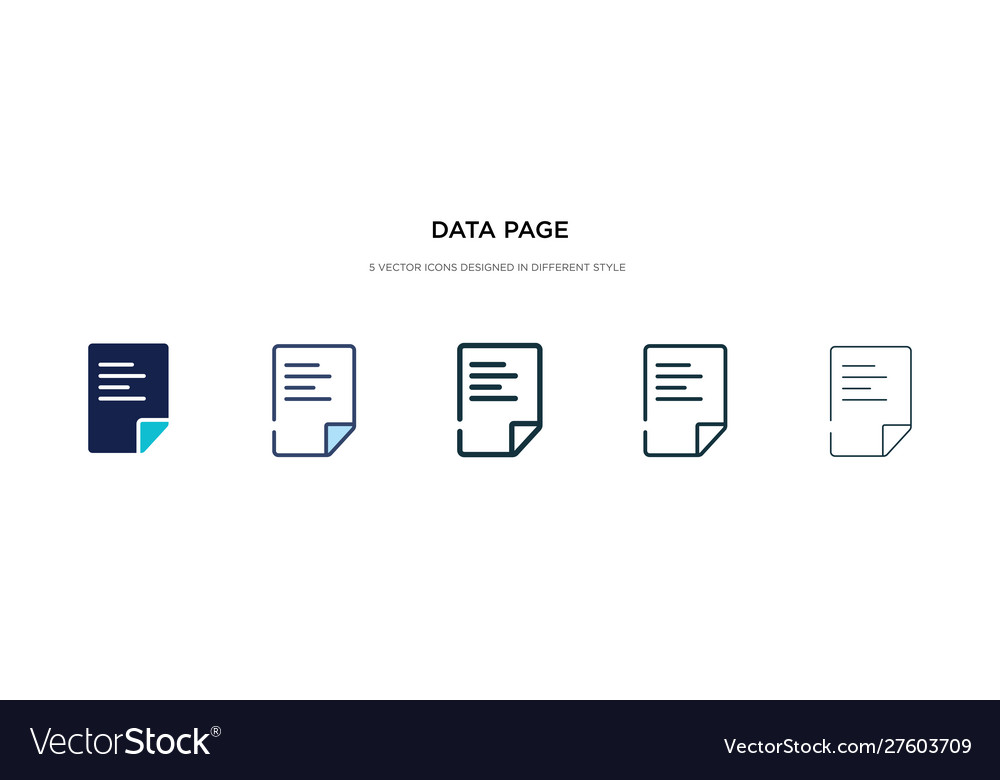 Data page icon in different style two colored Vector Image
