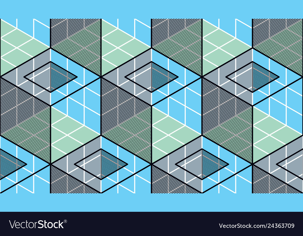 Geometric cubes abstract seamless pattern 3d Vector Image