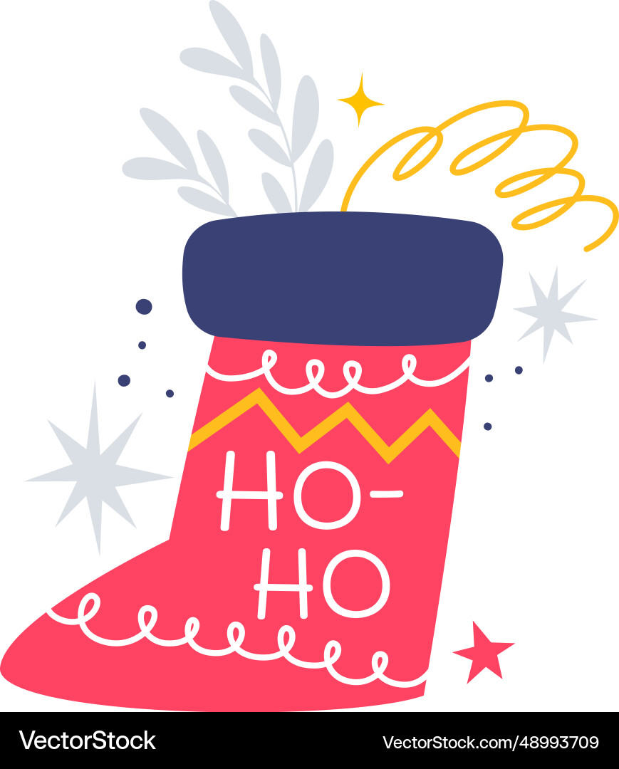 Ho christmas stocking sticker Royalty Free Vector Image
