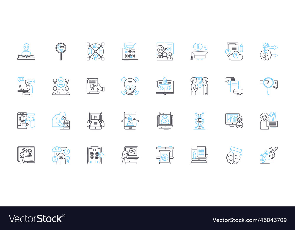 Internet training linear icons set e-learning Vector Image