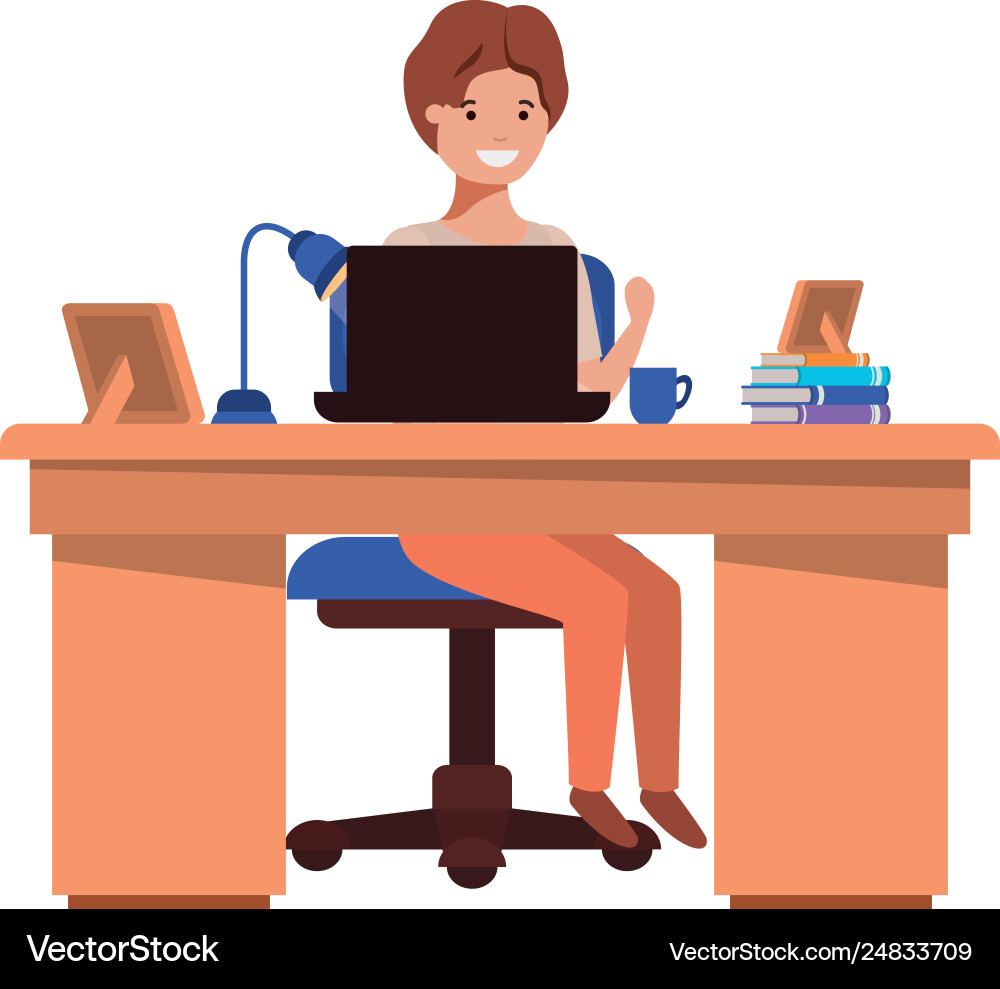 Man working in office avatar character Royalty Free Vector