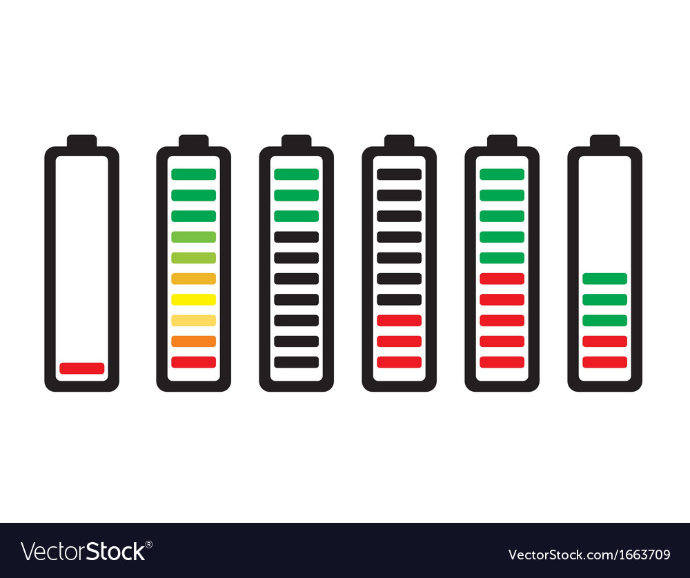 Set battery charge level indicators Royalty Free Vector