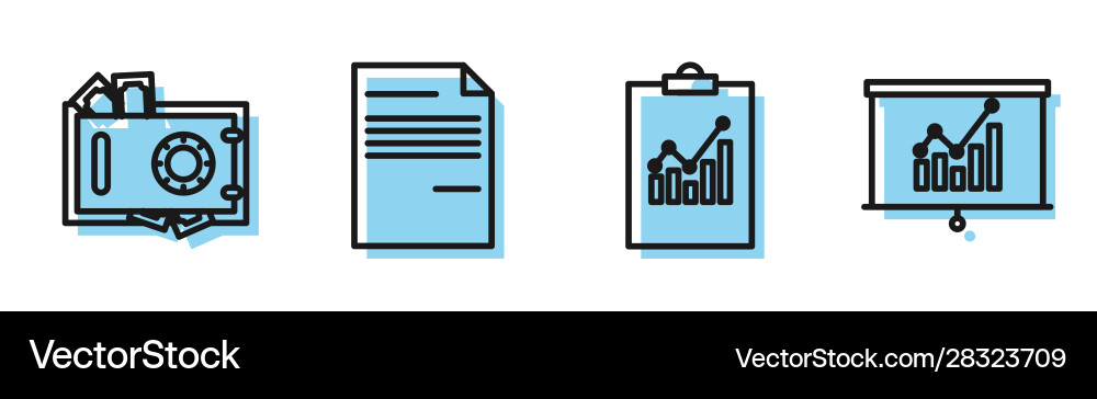 Set line clipboard with graph chart safe Vector Image