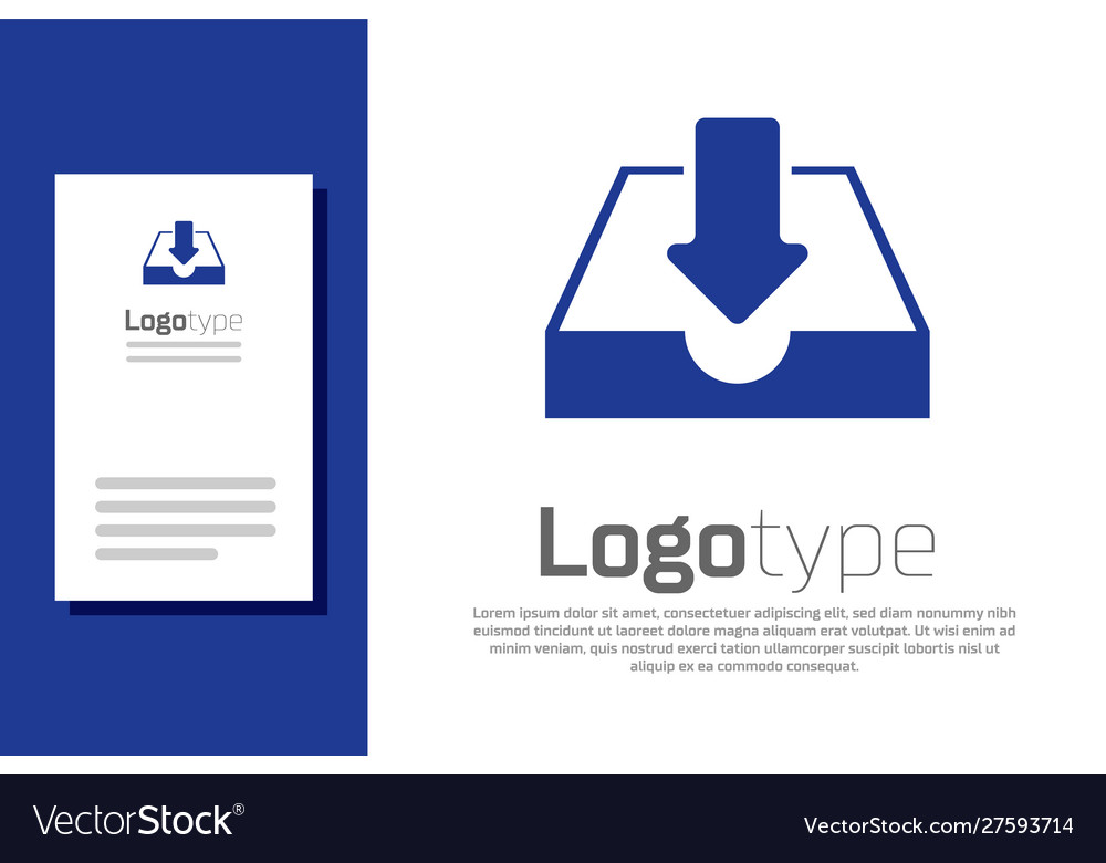 Blue download inbox icon isolated on white Vector Image Blue download inbox icon isolated on white Vector Image