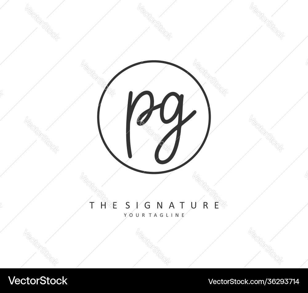 Pg initial letter handwriting and signature logo Vector Image
