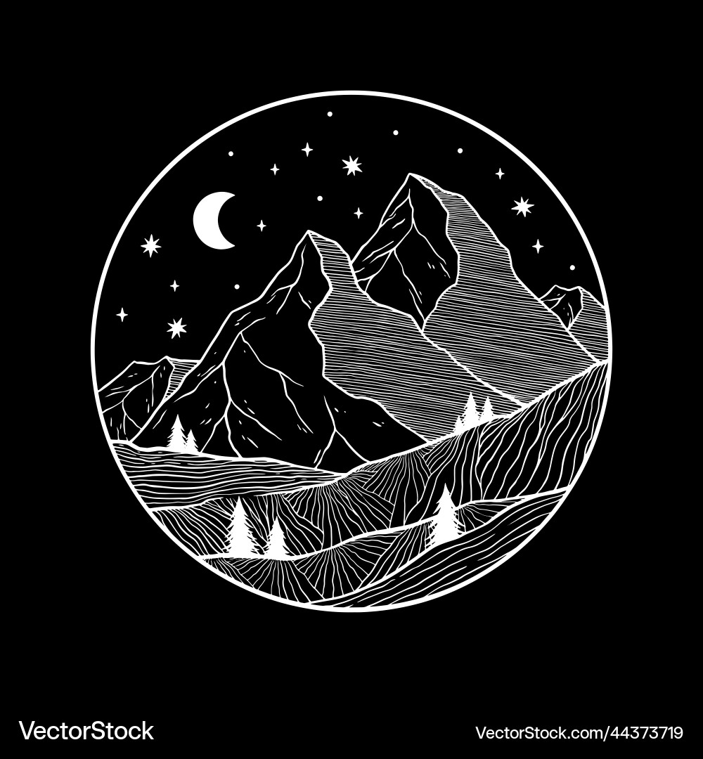 Circle landscape mountain Royalty Free Vector Image