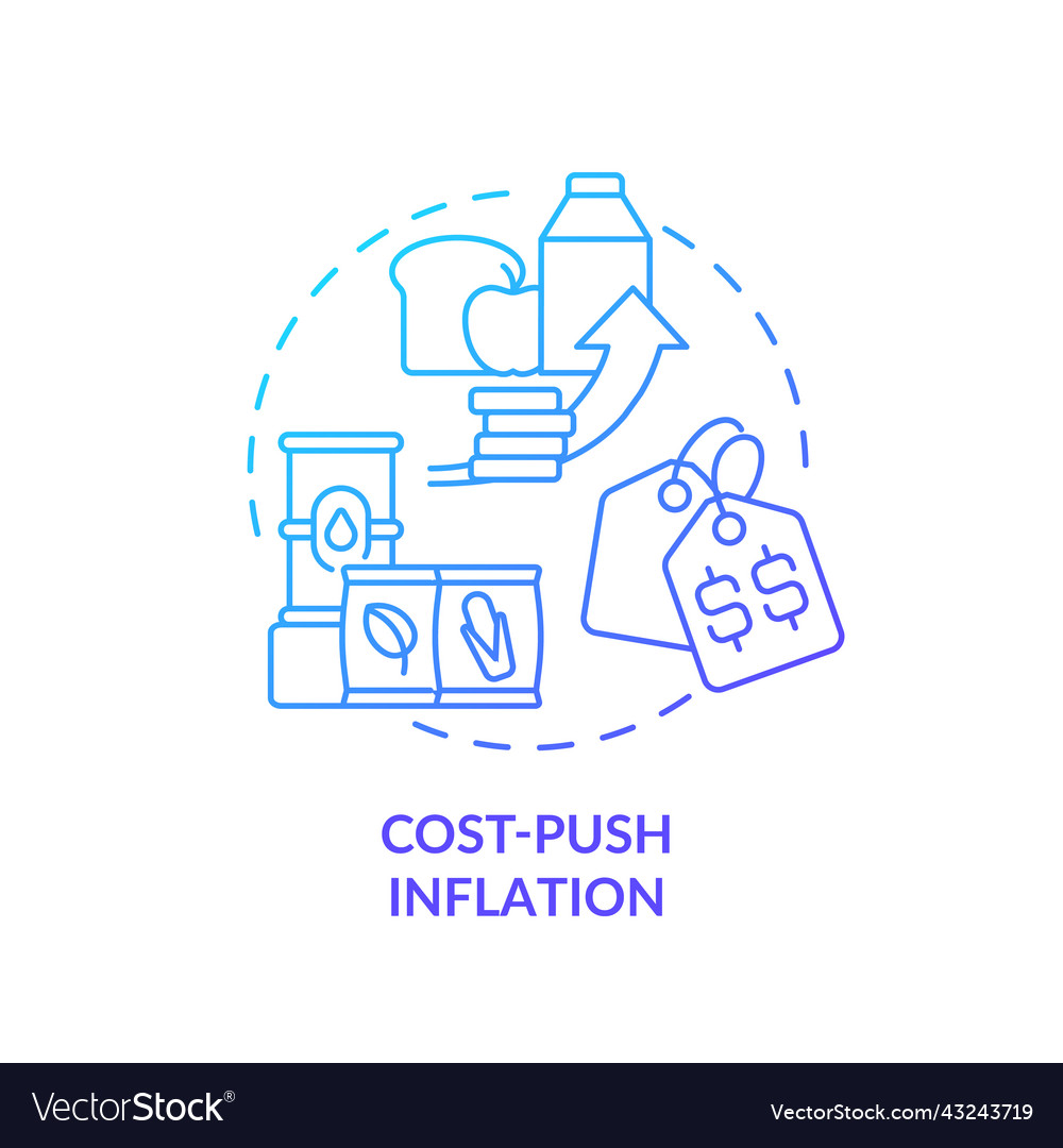 Cost push inflation blue gradient concept icon Vector Image