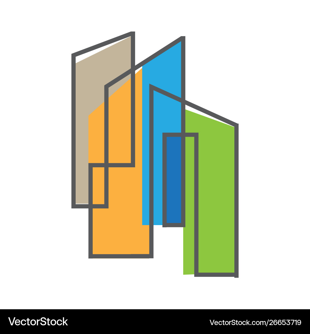Thin sign building house modern real estate Vector Image