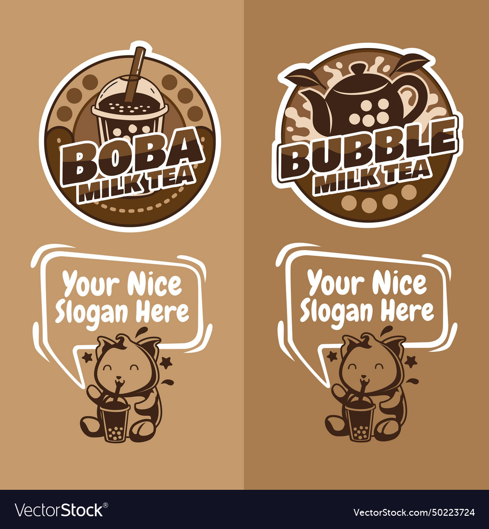 Boba bubble milk tea logo design Royalty Free Vector Image
