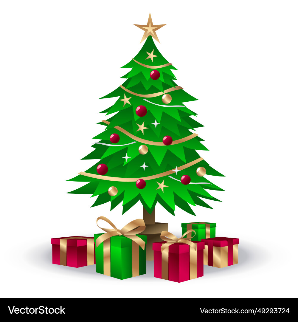 Christmas tree with gifts on a white background v Vector Image