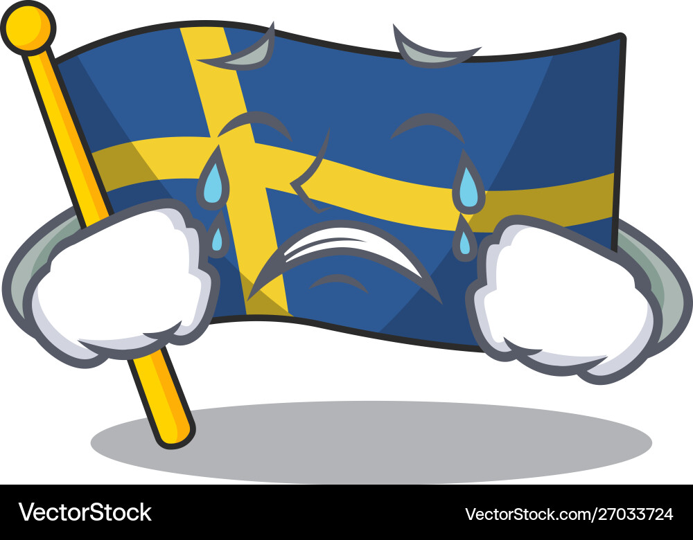 Crying flag sweden with mascot shape Royalty Free Vector