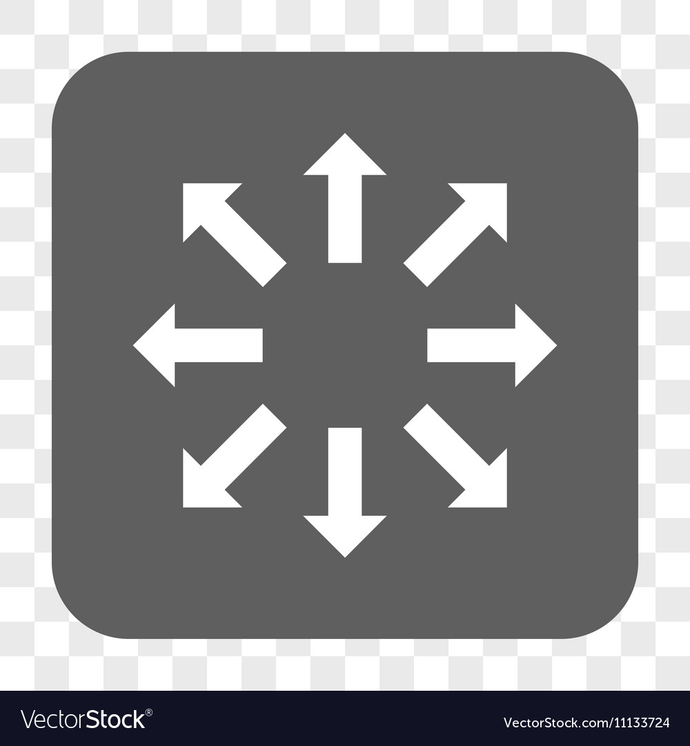 Explode arrows rounded square button Royalty Free Vector