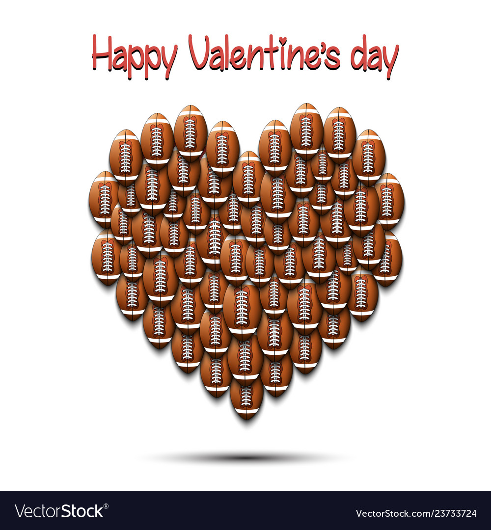 Happy valentines day heart from football balls Vector Image