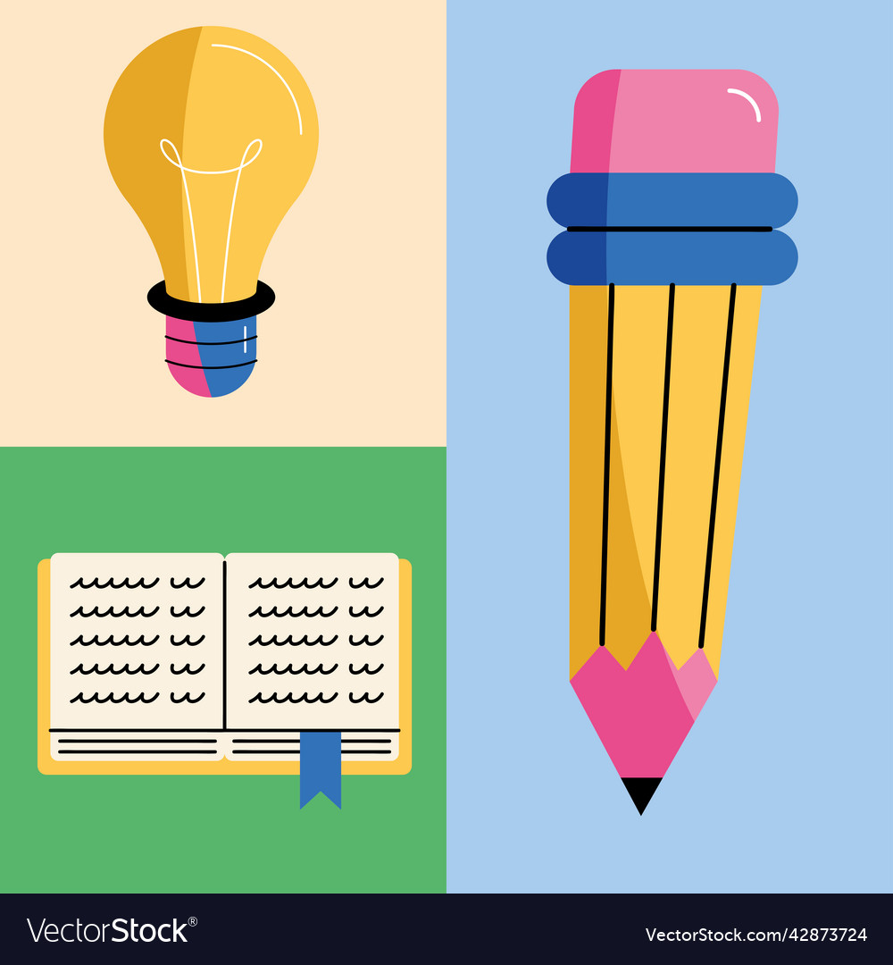 Three school supplies icons Royalty Free Vector Image