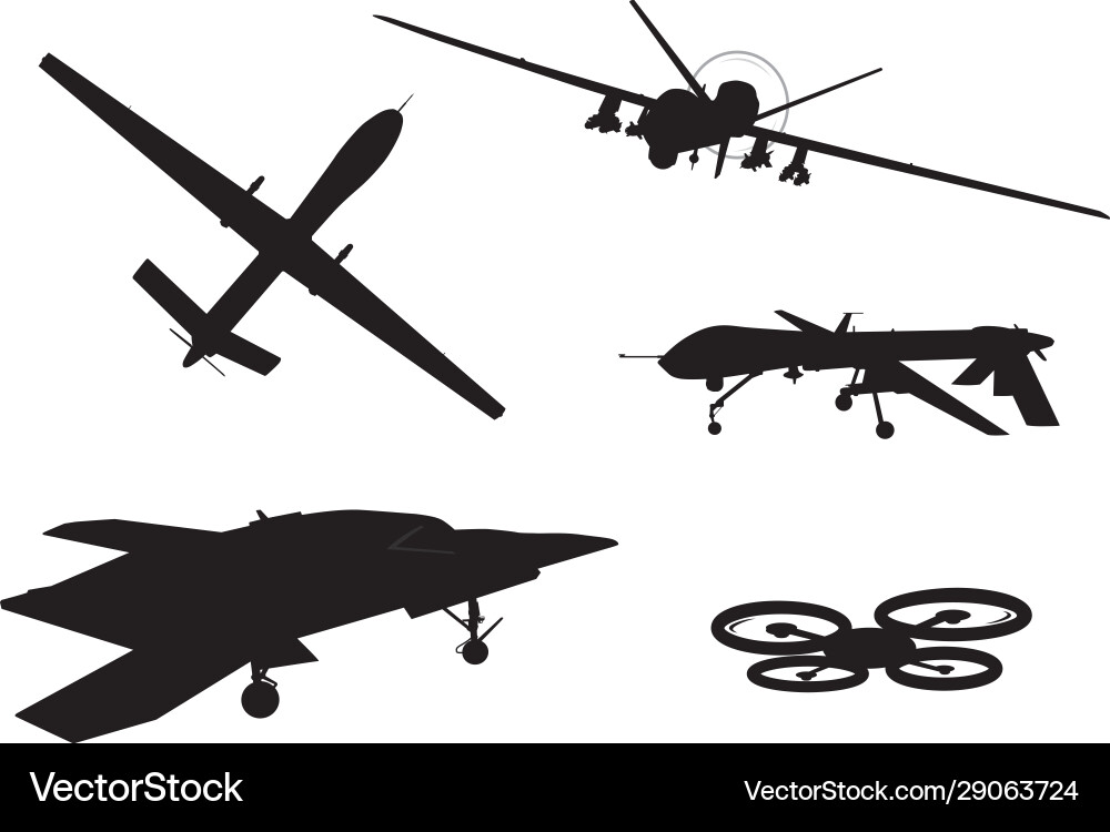Weapon drones set Royalty Free Vector Image - VectorStock