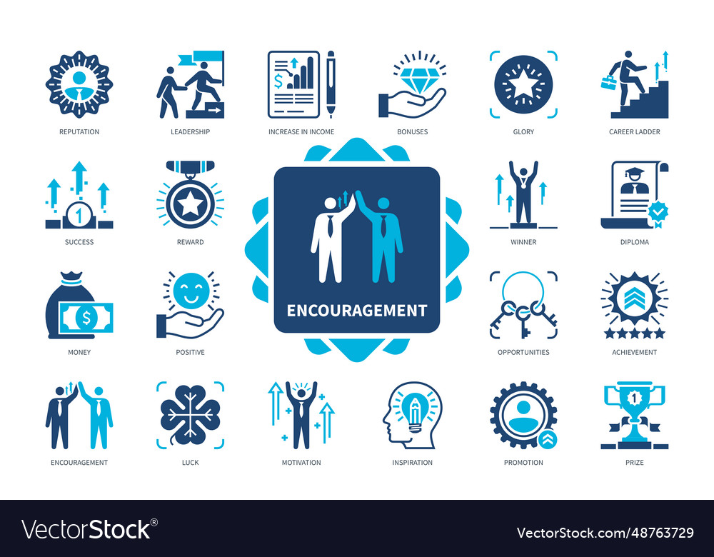 Encouragement solid icon set Royalty Free Vector Image