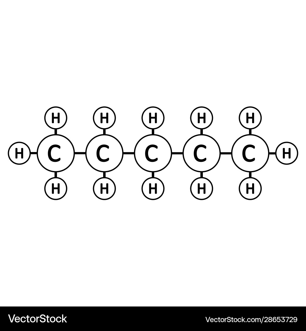 Pentane molecule icon Royalty Free Vector Image