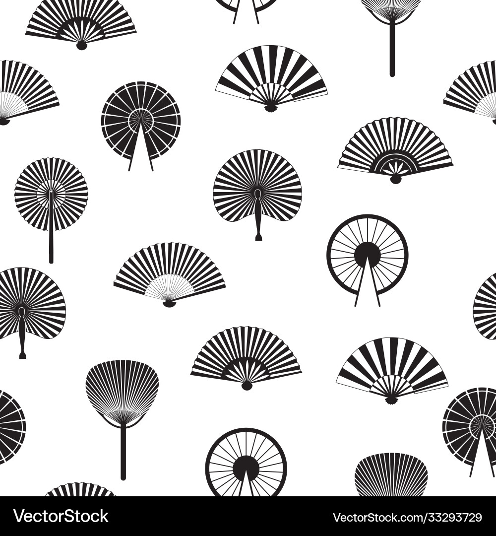 Seamless pattern with oriental asian fans black Vector Image