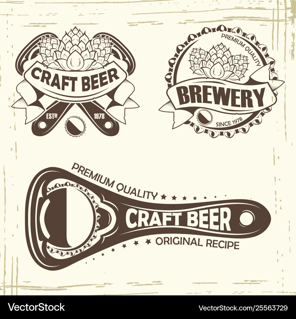 Set three beer badge Royalty Free Vector Image