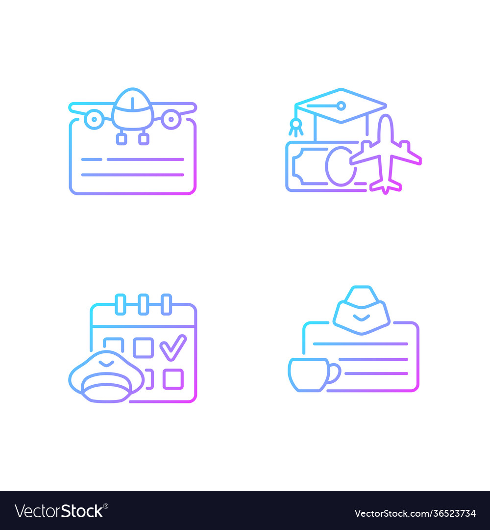 Aviation gradient linear icons set Royalty Free Vector Image Aviation gradient linear icons set Royalty Free Vector Image